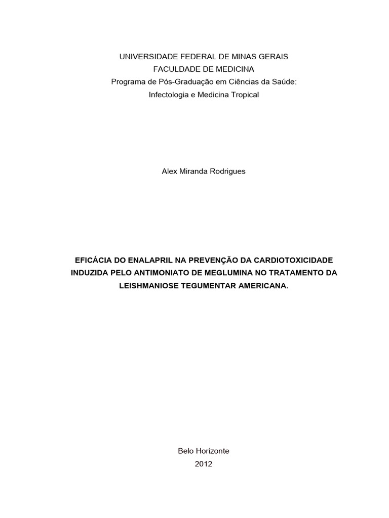 Enalapril Cardiotoxicidad Antimoniales | PDF | Placebo | Sistema de saúde