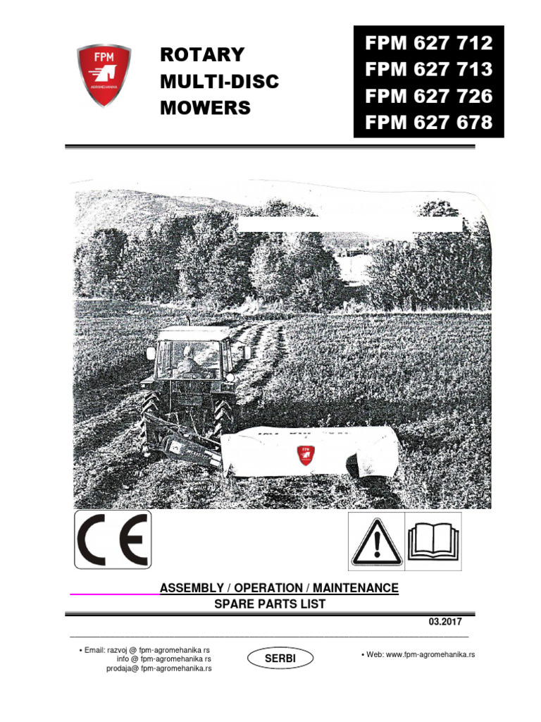 FPM - Operation Manual - Disc Mowers DK 627 712-713-726 | PDF | Tractor ...