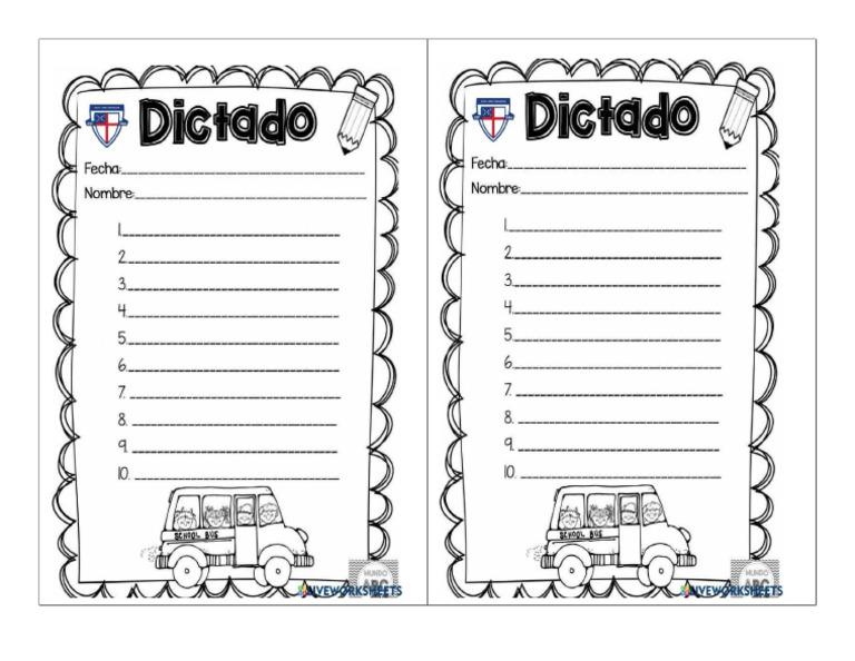 Plantilla Dictado para Oraciones | PDF