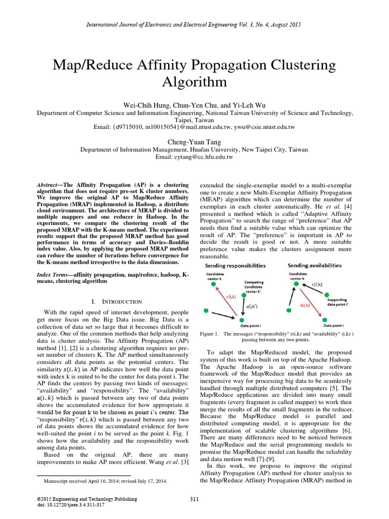 Map Reduce Affinity Propagation Clustering Algorithm Wei Chih Hung