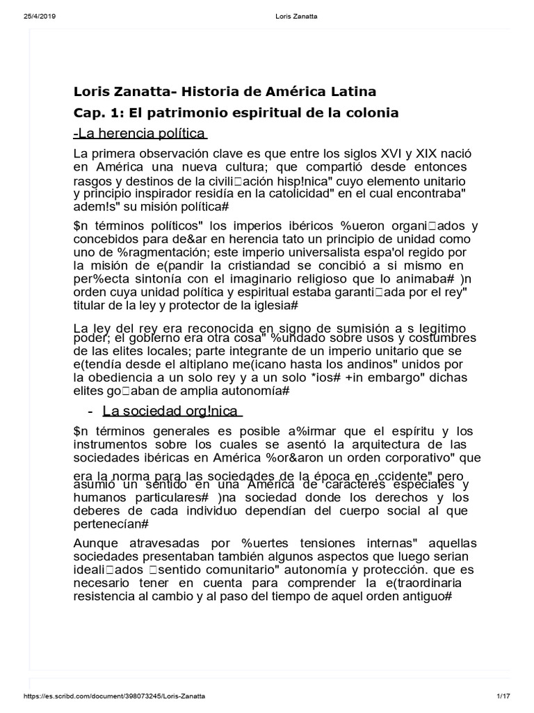 Resumen de "La era liberal" de Loris Zanatta | PDF | Constitución ...