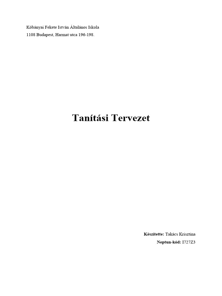 Tanterv Vegyes Feladatok | PDF