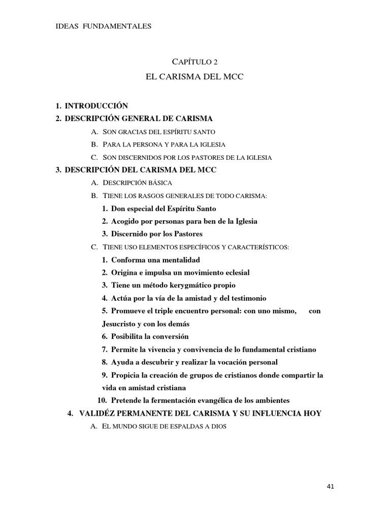 Carisma del MCC: Fundamentos y Aplicaciones | PDF | Carisma | Iglesia ...