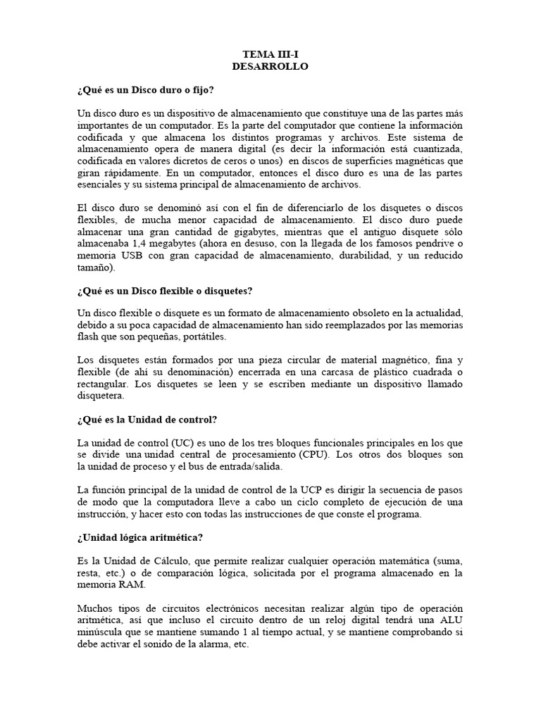 TEMA III-I - Desarrollo | PDF