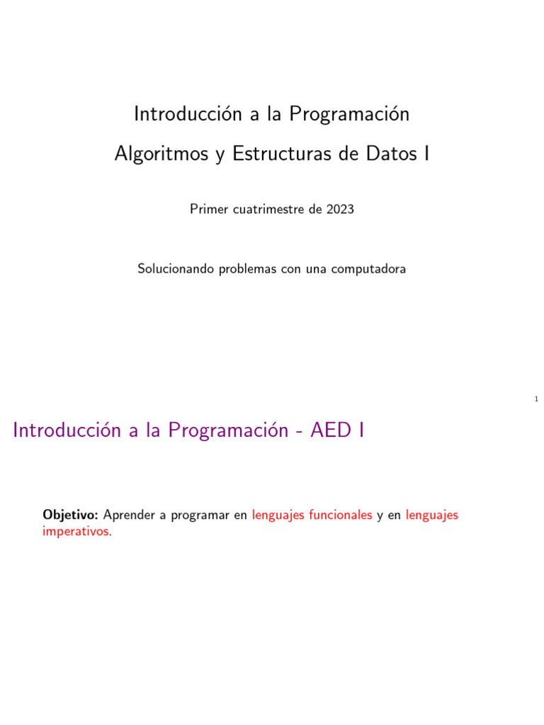 Teorica 1 - Presentación de La Materia | PDF | Algoritmos | Programa de computadora