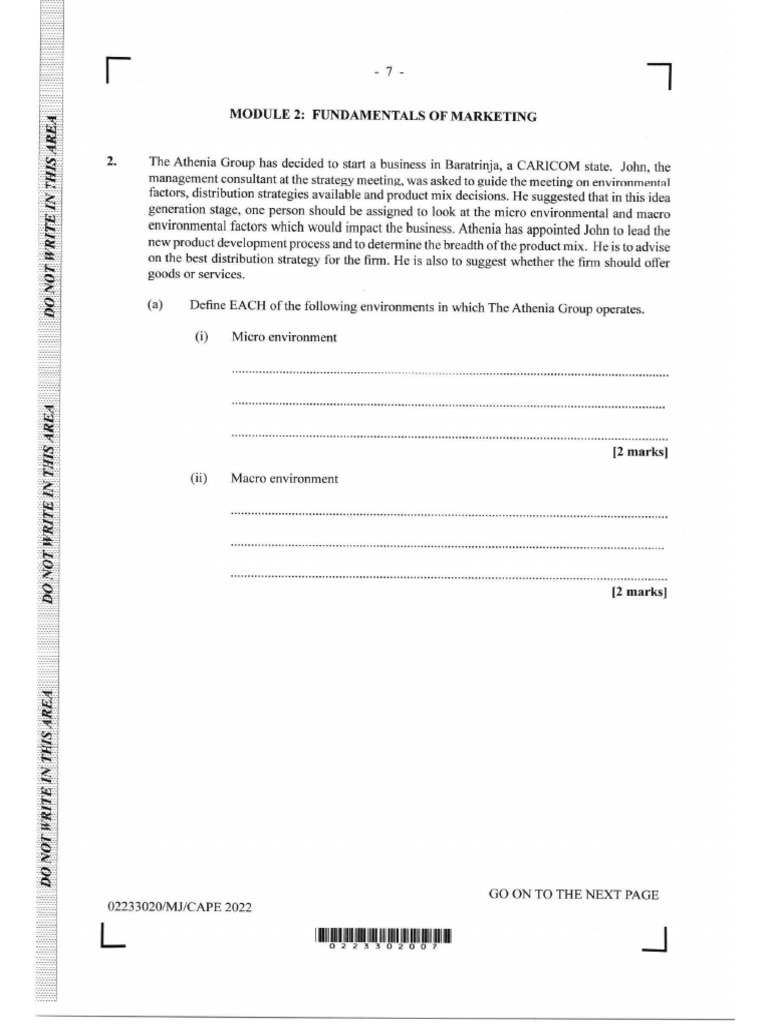 MOB Unit 2 Marketing Question | PDF