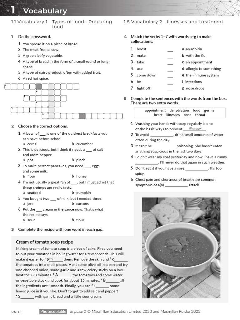 Food Vocabulary and Recipe Exercises | PDF | Soup | Cuisine
