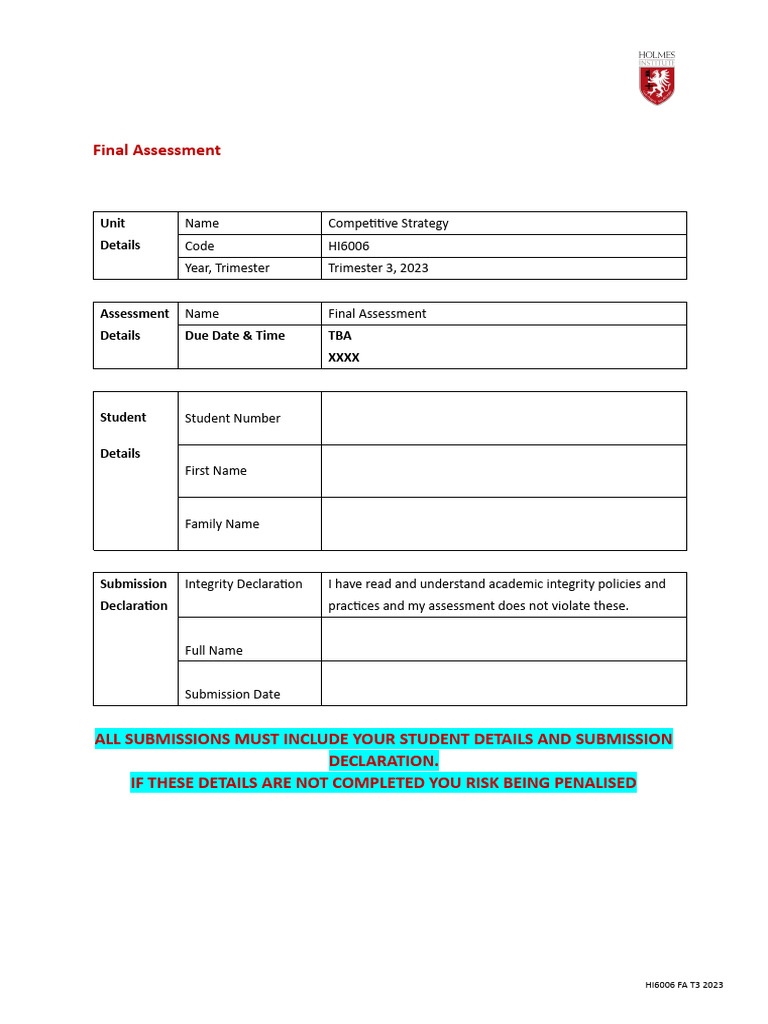 HI6006 Final Assessment T3 2023 2 | PDF
