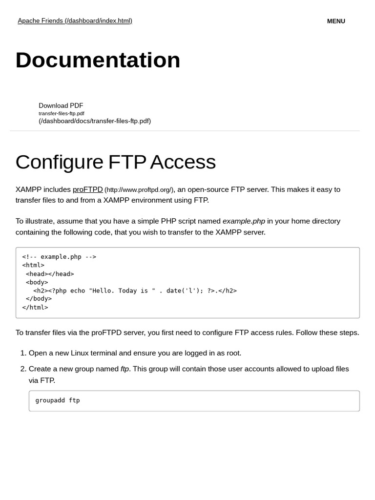Configure FTP Access XAMPP | Download Free PDF | File Transfer Protocol ...