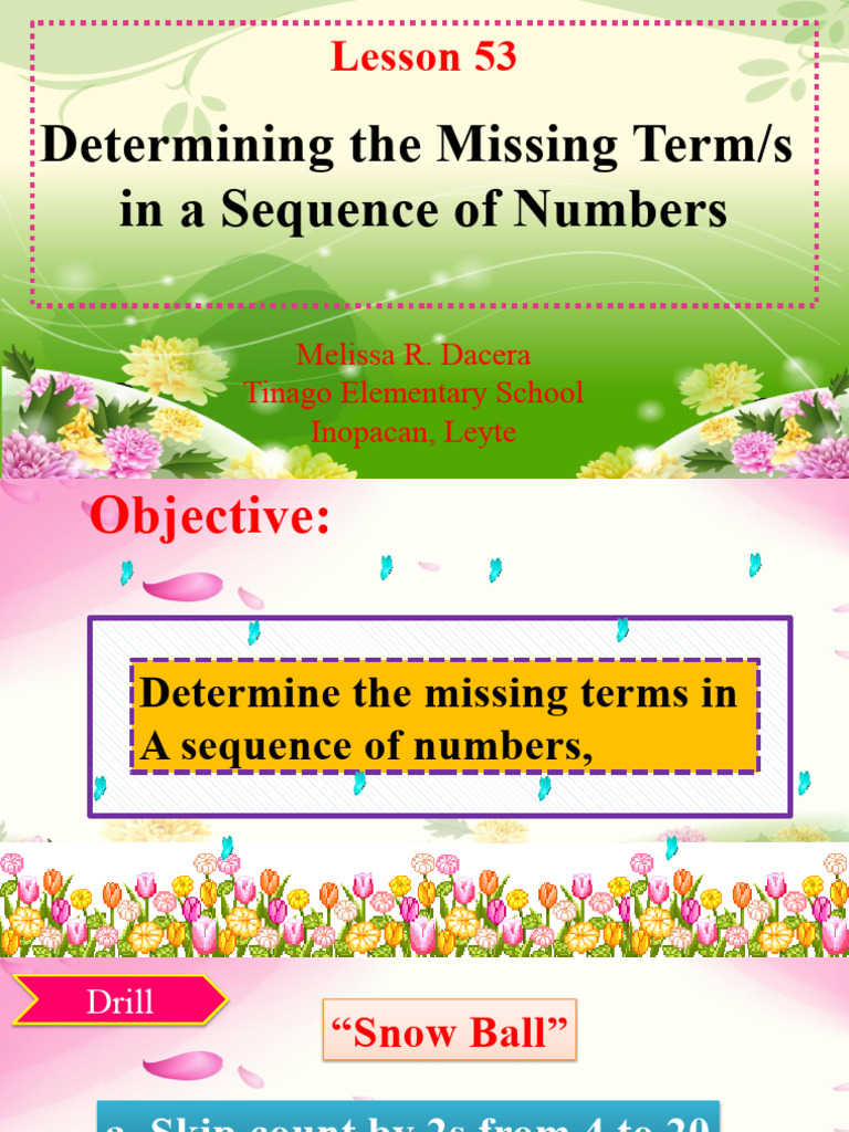 Math Lesson 53 Determining The Missing Terms | PDF | Cognition | Cognitive Science