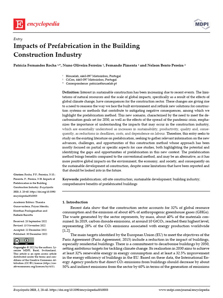 Impacts of Prefabrication in The Building Construc | PDF | Life Cycle ...