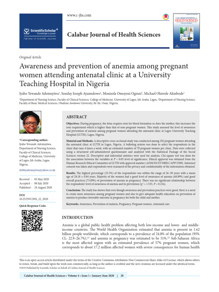 Awareness and Prevention of Anemia Among | PDF | Pregnancy | Anemia