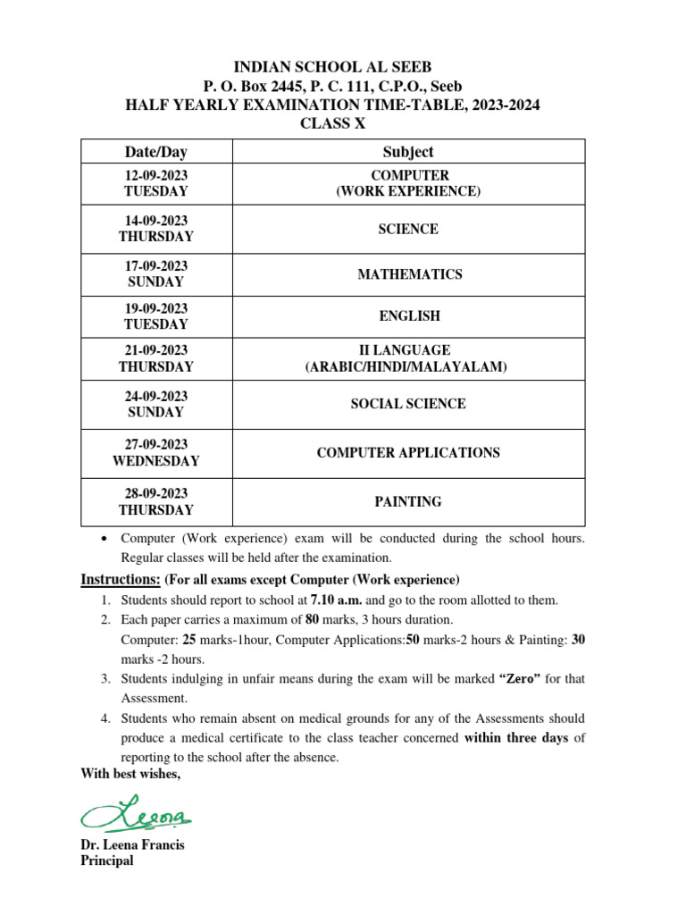 Class X TT, HALF YEARLY EXAMINATION 2023-24 | PDF | Databases | Equations Class X TT, HALF YEARLY EXAMINATION 2023-24 | PDF | Databases | Equations