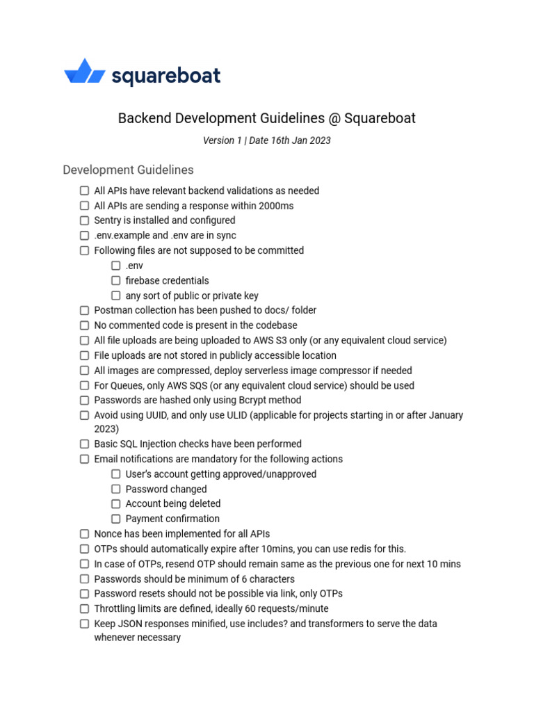 Backend Guidelines | PDF | Databases | Password