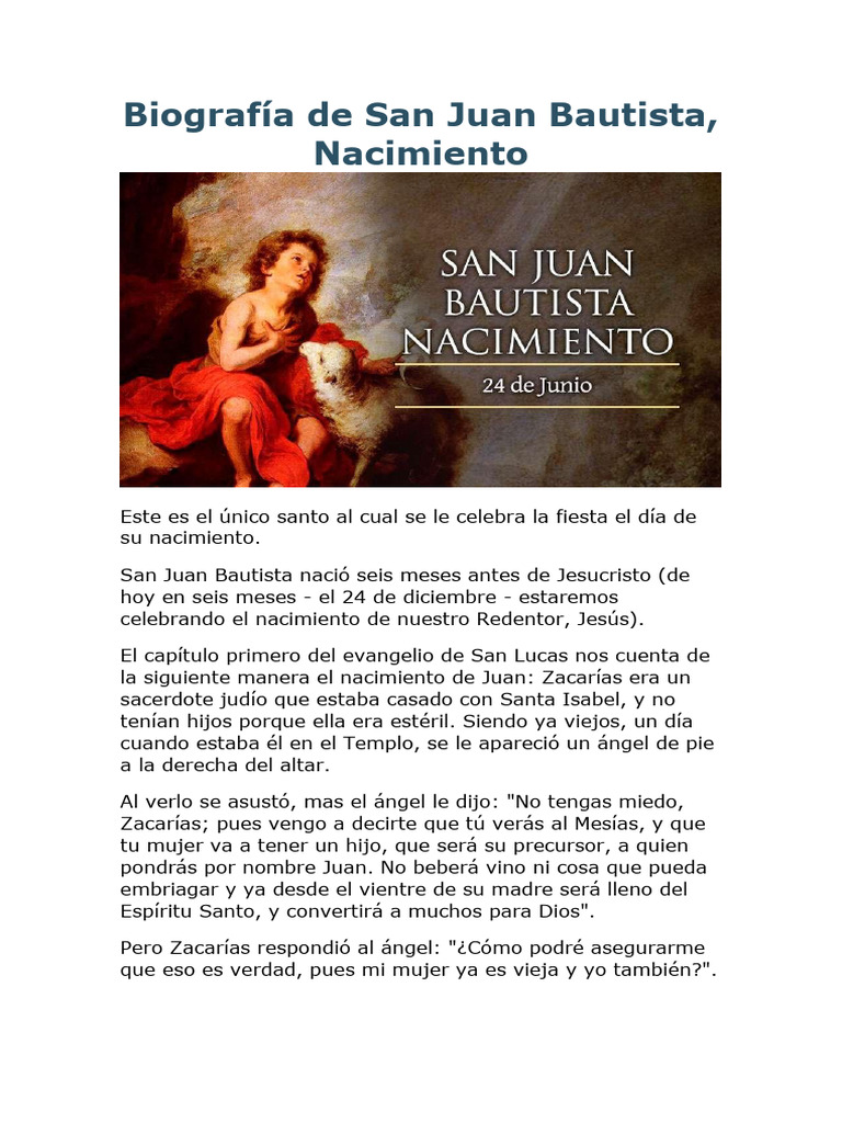 Biografía de San Juan Bautista | PDF | Juan el Bautista | María, madre ...