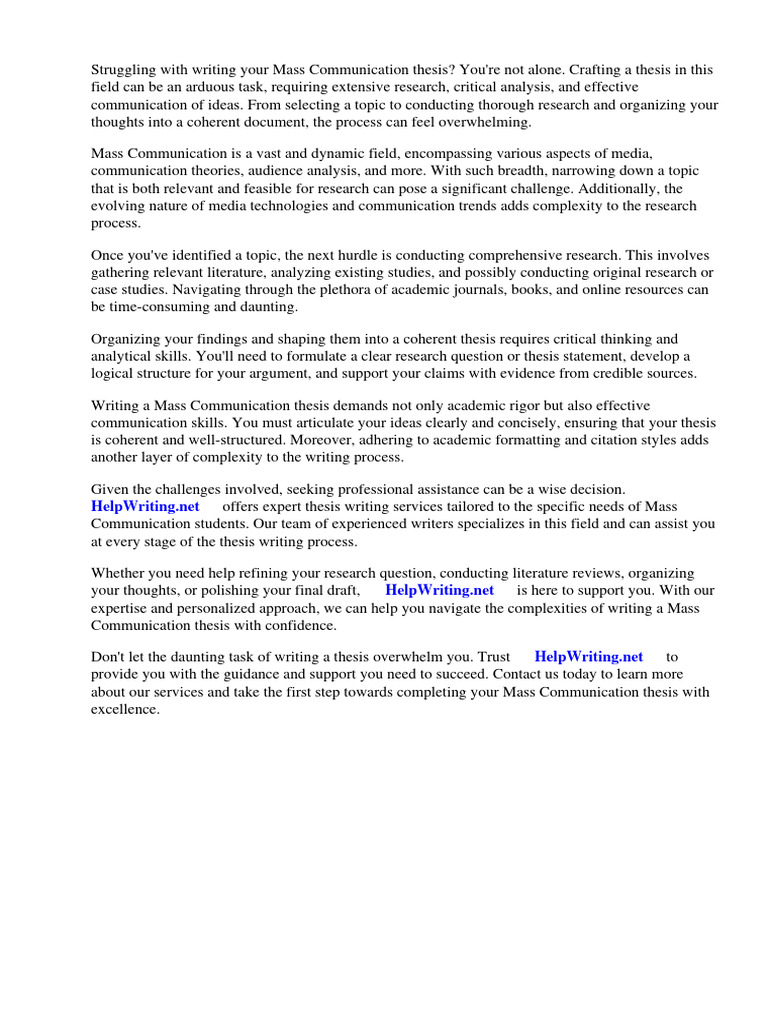 Mass Communication Thesis Examples | PDF