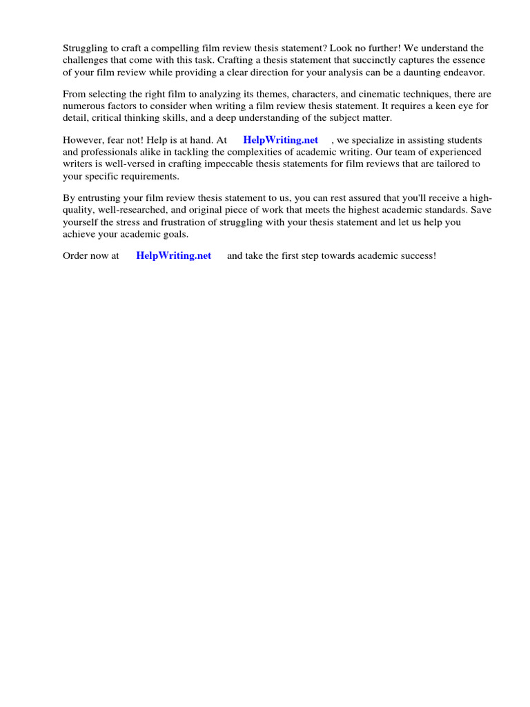 Film Review Thesis Statement | PDF | Essays | Thesis Film Review Thesis Statement | PDF | Essays | Thesis
