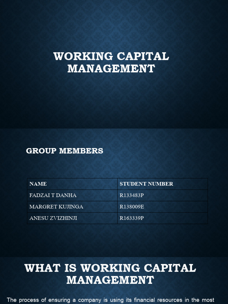 Working Capital Management 2.1 Presentation | PDF | Working Capital ...
