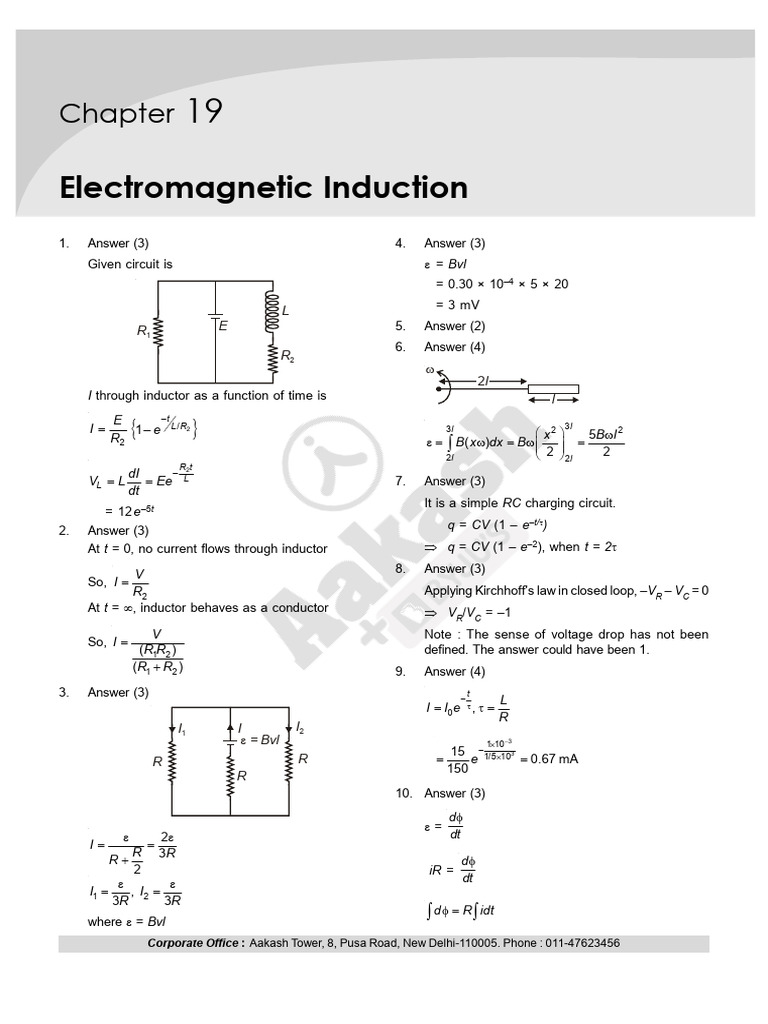 P - Sol - Ch-19 - Electromagnetic Induction | PDF P - Sol - Ch-19 - Electromagnetic Induction | PDF