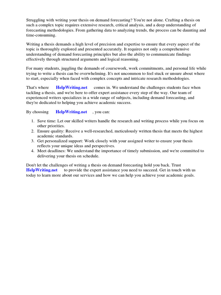 Thesis On Demand Forecasting Pdf