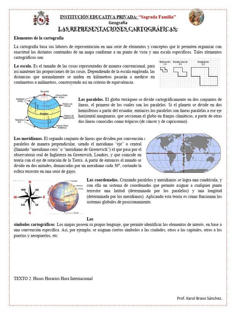 Ficha 01-2° LAS REPRESENTACIONES CARTOGRÁFICAS | PDF | Hora | Cartografía