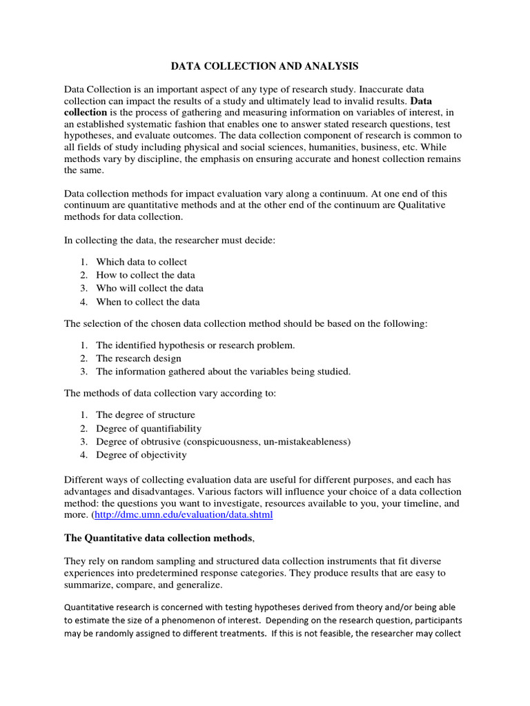Data Collection and Analysis | PDF | Survey Methodology | Experiment