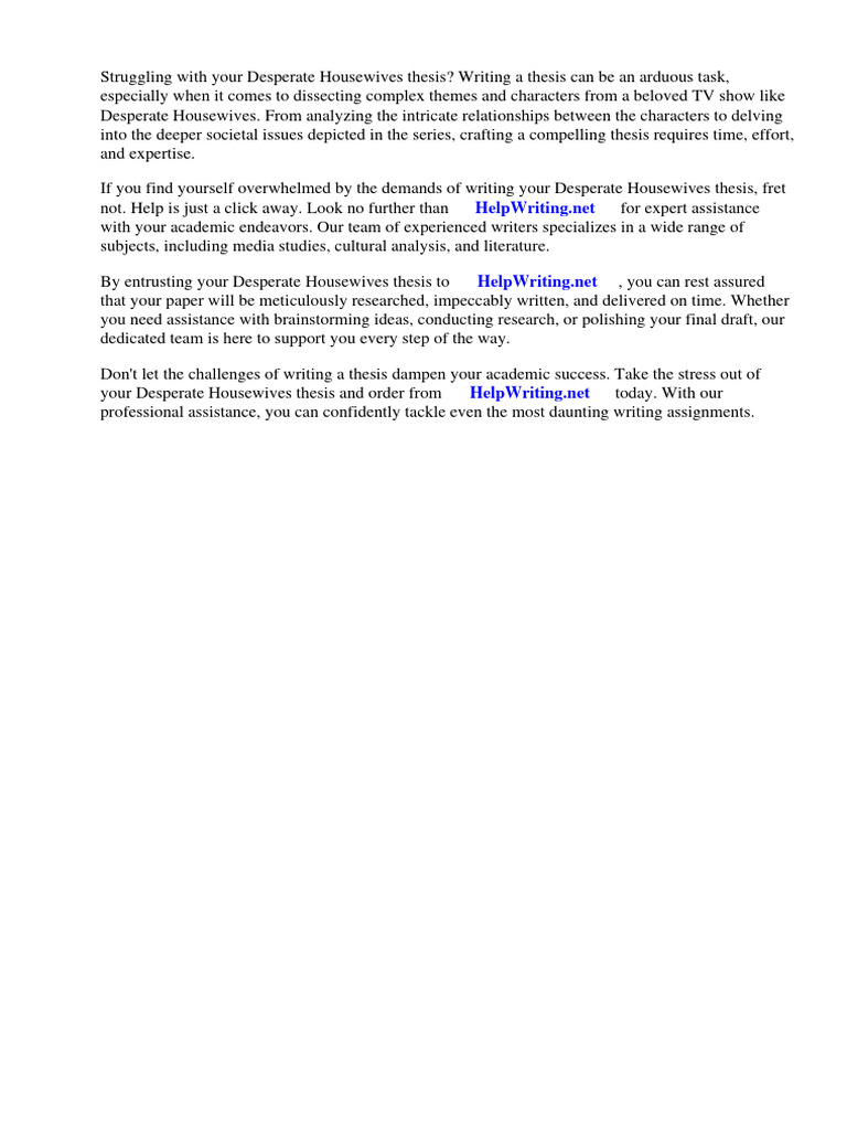 Desperate Housewives Thesis | PDF
