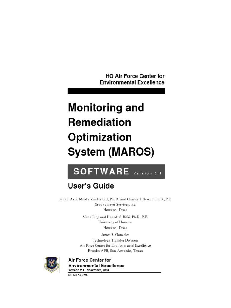 Monitoring and Remediation Optimization System (MAROS) : Software | PDF ...