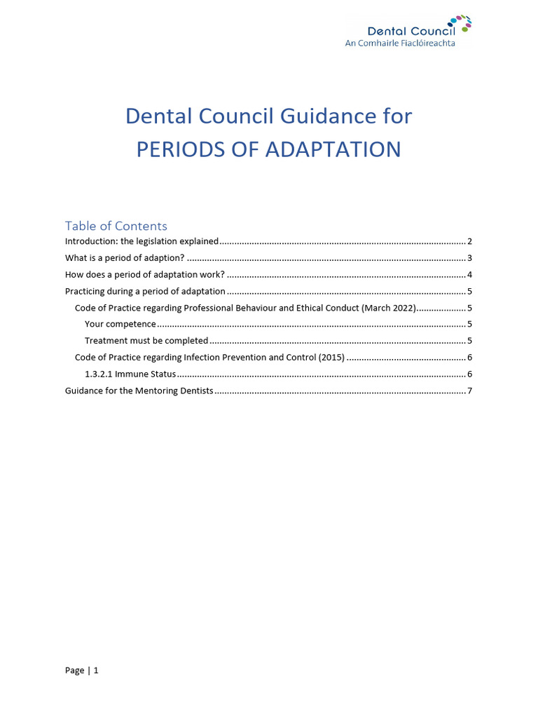 Dental Council Adaptation Guidance | PDF | Dentistry | Vaccines