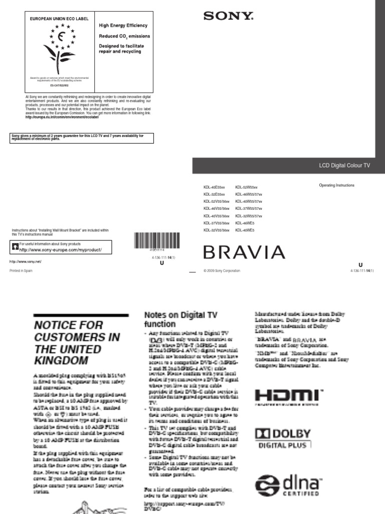 LCD Digital Colour TV: ES-CAT/022/002 | PDF | Electrical Connector | Waste