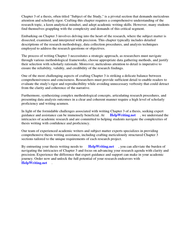 Chapter 3 Thesis Subject of The Study | PDF | Methodology ...
