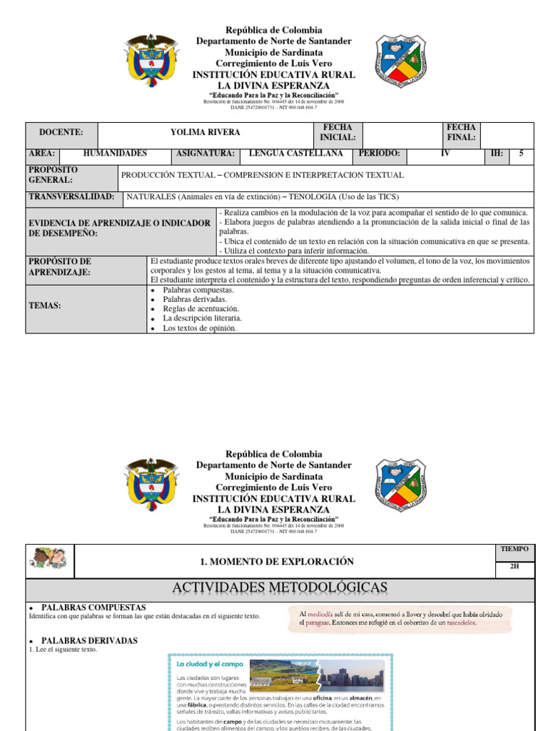 Guías de Español Grado 3° IV PERIODO 2023 | PDF | Colombia