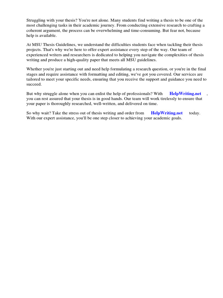 Msu Thesis Guidelines | PDF | Thesis