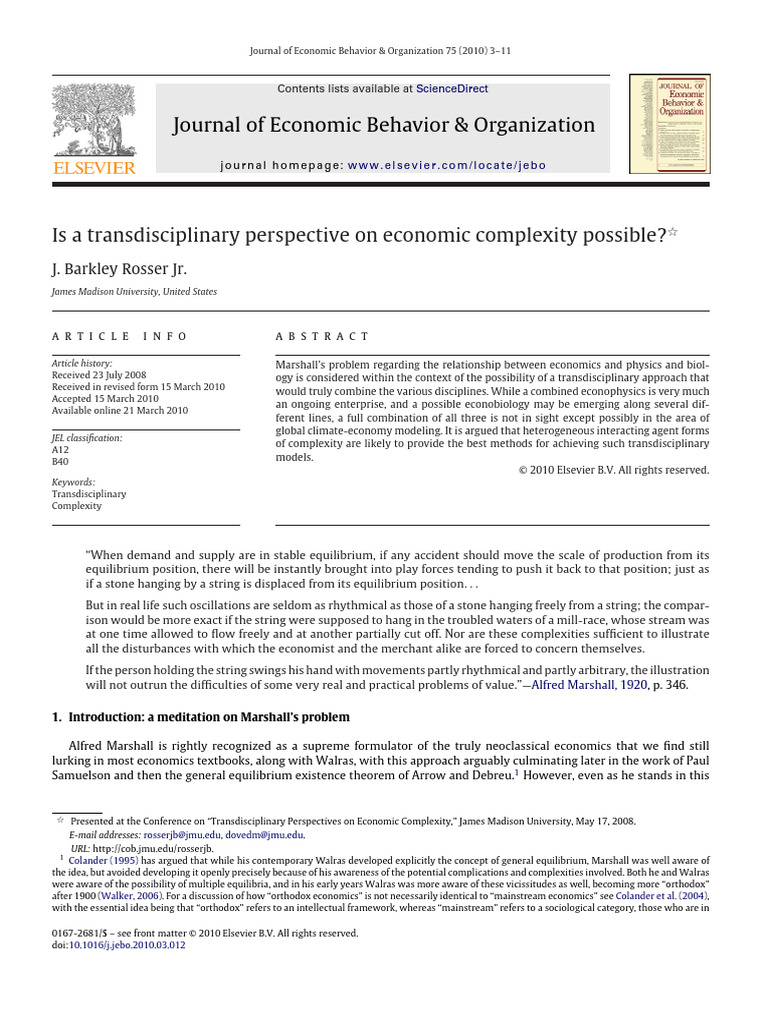 Transdisciplinary and Eco Complex | PDF | Economics | General ...