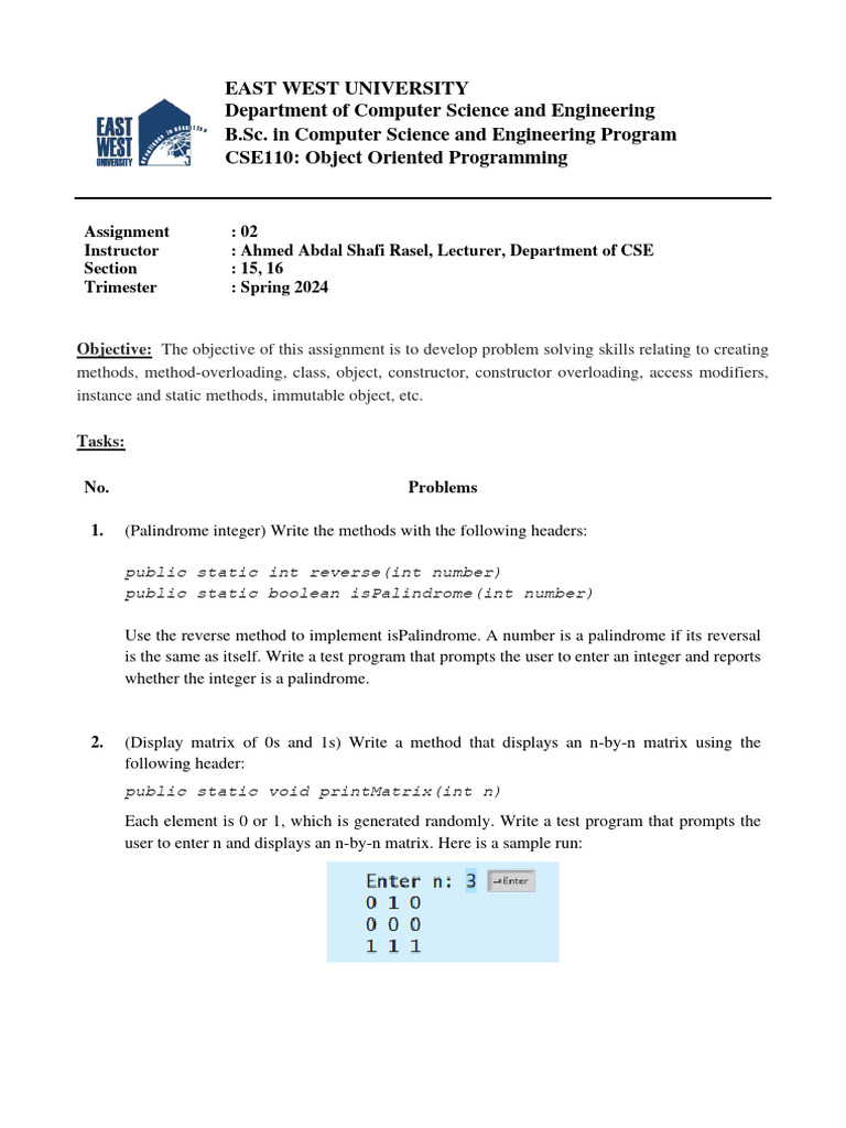 CSE110 - OOP - Lab Assignment 02 - Student Version | PDF | Method ... CSE110 - OOP - Lab Assignment 02 - Student Version | PDF | Method ...