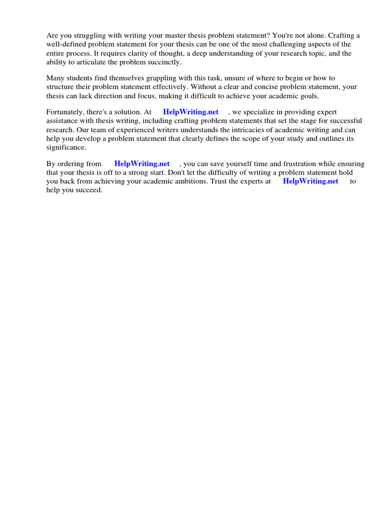 Master Thesis Problem Statement | Download Free PDF | Thesis | Evidence