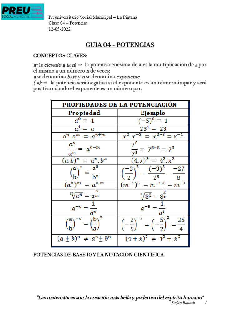Guía 04.docx | PDF | Exponenciación | Números