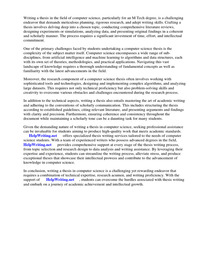 M Tech Thesis Computer Science | PDF | Technology & Engineering