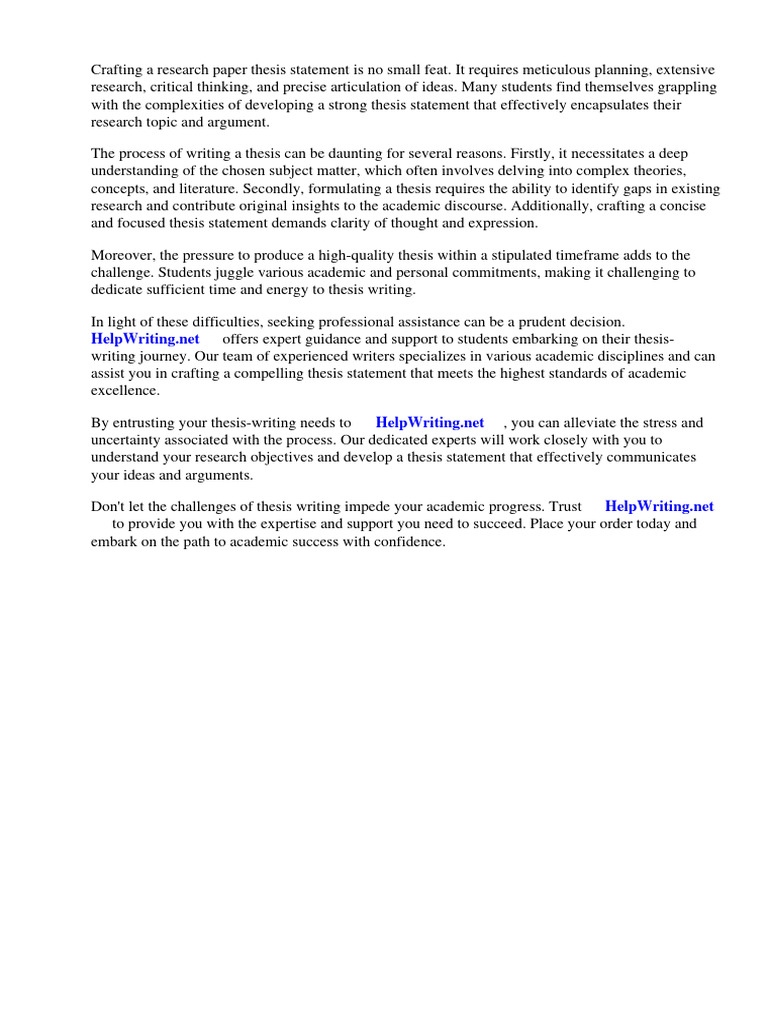 A Good Research Paper Thesis Statement Example | PDF | Essays | Thesis