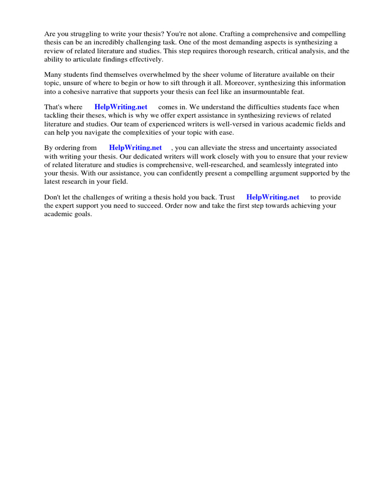 Example Synthesis of Review of Related Literature and Studies | PDF ...