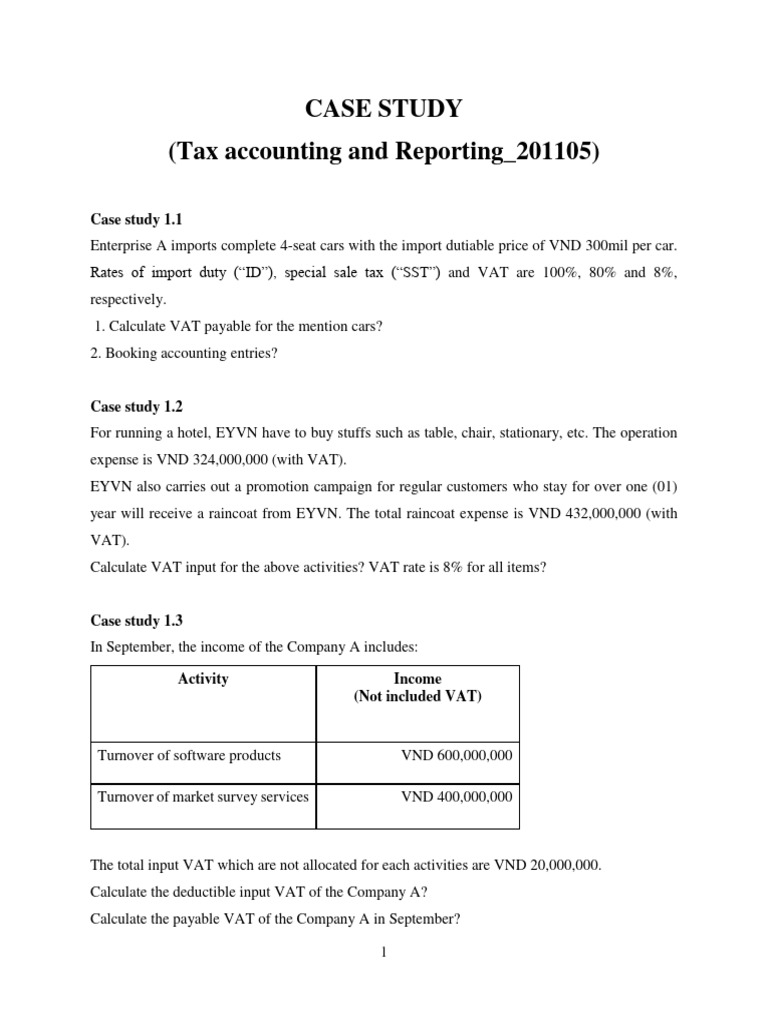 Case Study - Chapter 1 2 3 4 - 2 | PDF | Value Added Tax | Expense