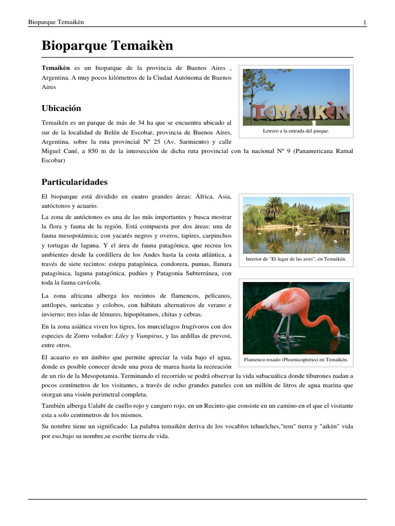 Bioparque Temaikèn | PDF