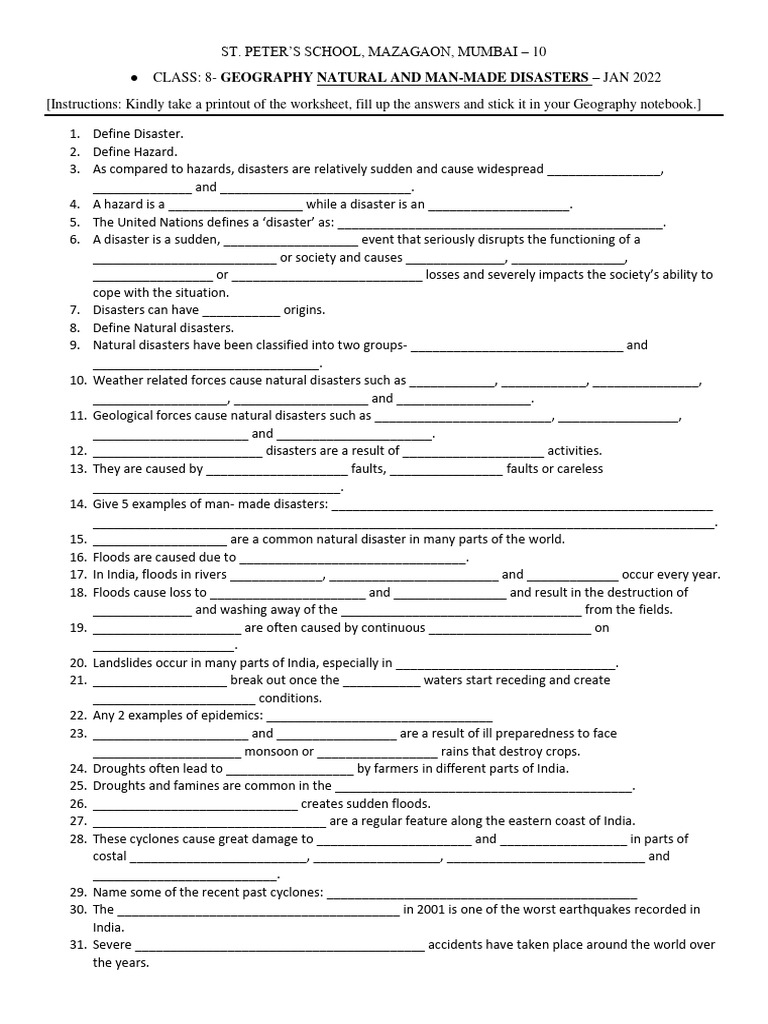 8 Geog - Natural and Man-Made Disasters | PDF | Emergency Management ...