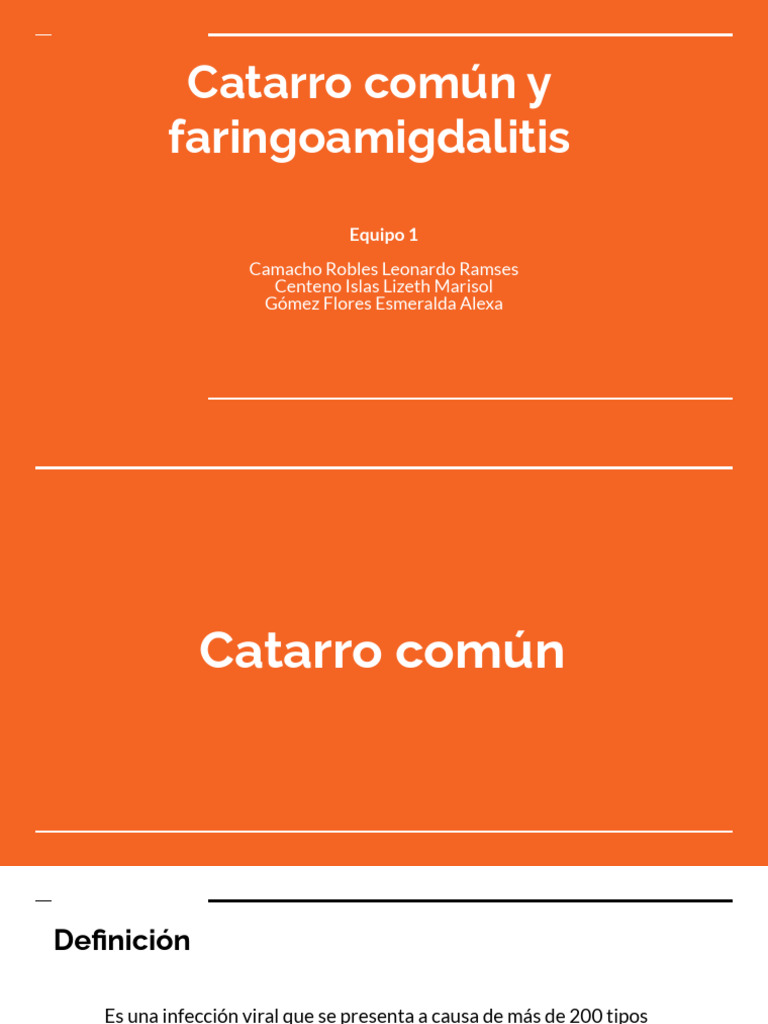 Catarro común y faringoamigdalitis | PDF | Resfriado comun | Influenza