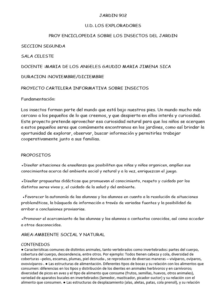 Proyecto Insectos en el Jardín | PDF | Insectos