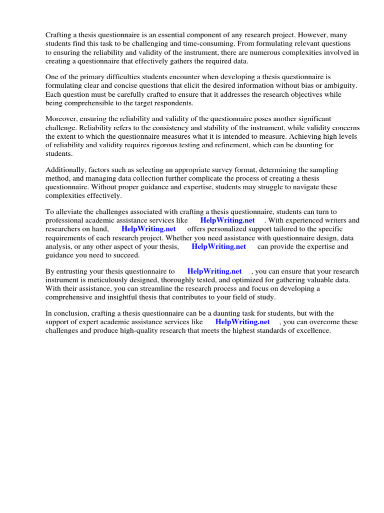 How To Make A Thesis Questionnaire | PDF | Survey Methodology | Thesis