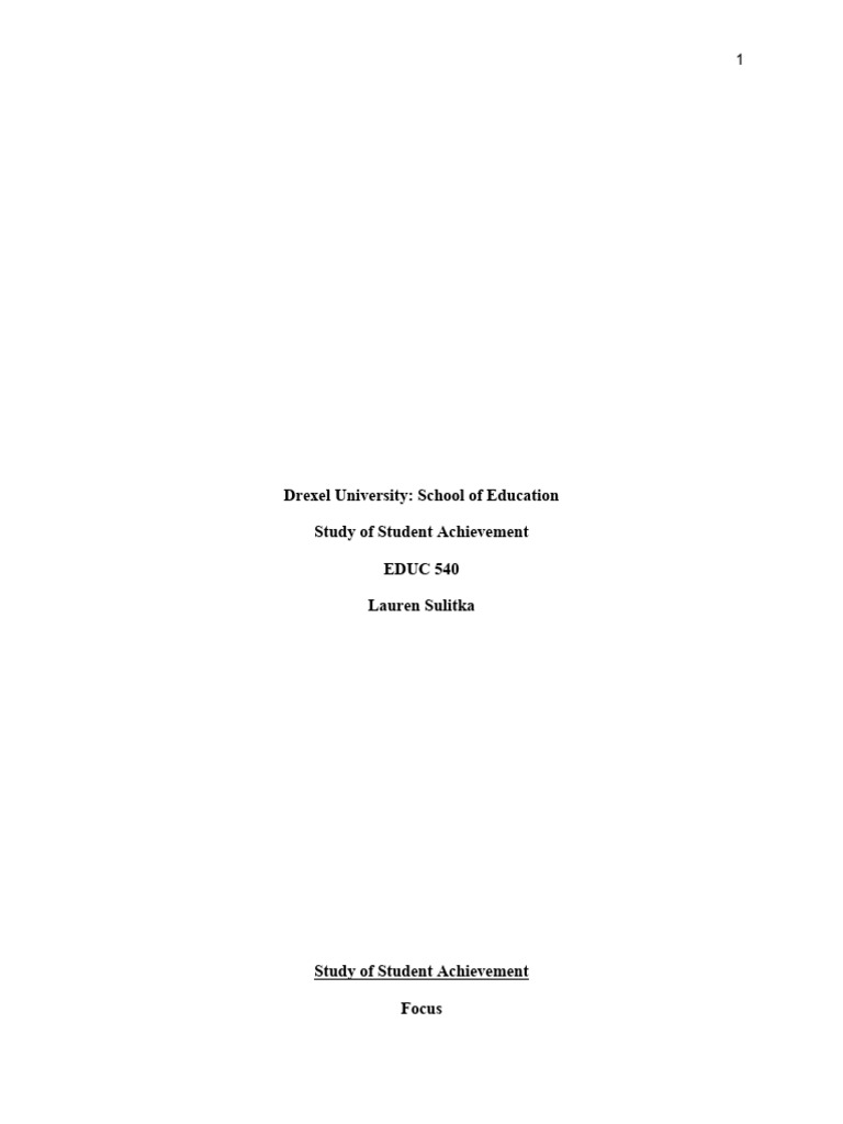 Study of Student Achievement | PDF | Classroom | Worksheet