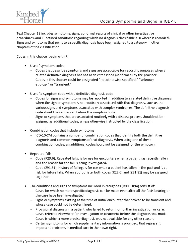Coding+Symptoms+in+ICD 10 CM+Final | PDF | Medical Diagnosis | Human Diseases And Disorders