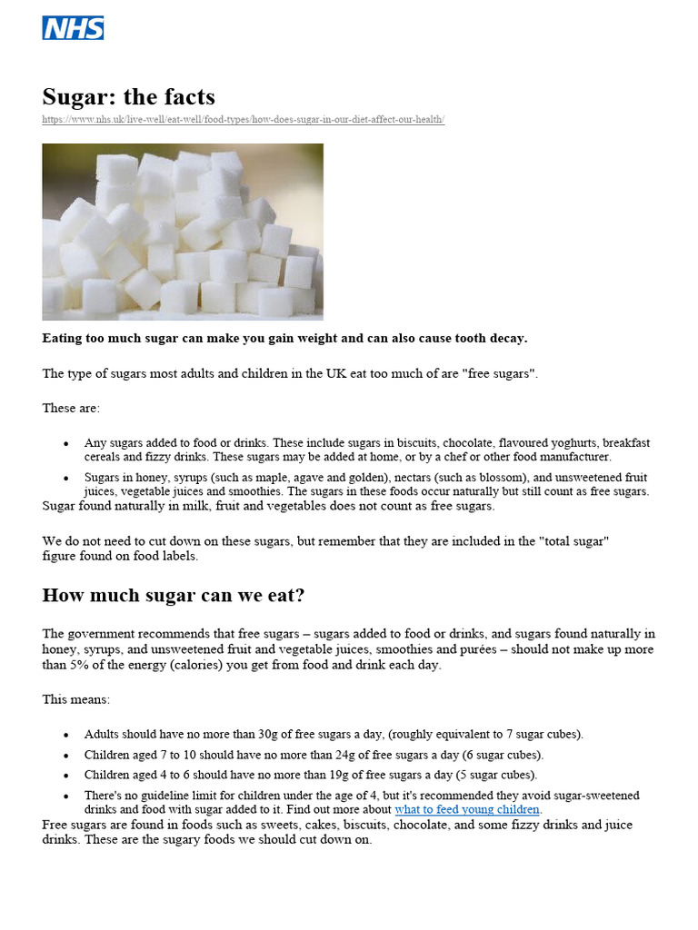 Year 8 - Diet and Health - Sugars | PDF | Diet & Nutrition | Sugar