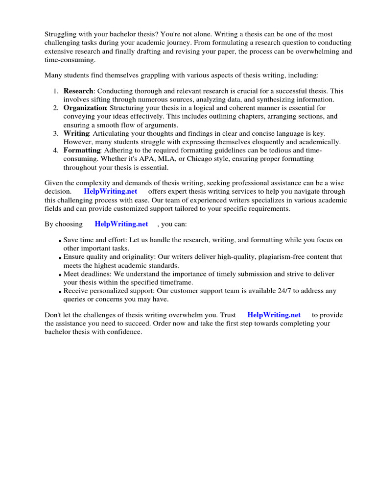 Bachelor Thesis Sample | PDF